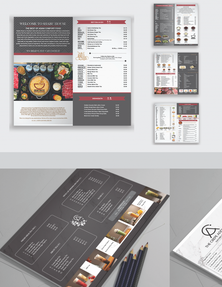 Houston Restaurant Menu Printing & Design, Dine-In and Carry-Out